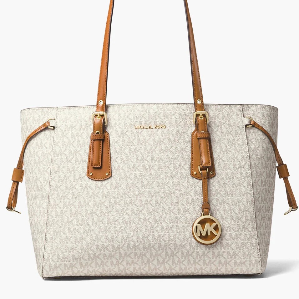 Túi tote MK Michael by Michael Kors Natural Voyager Medium Logo Tote ...