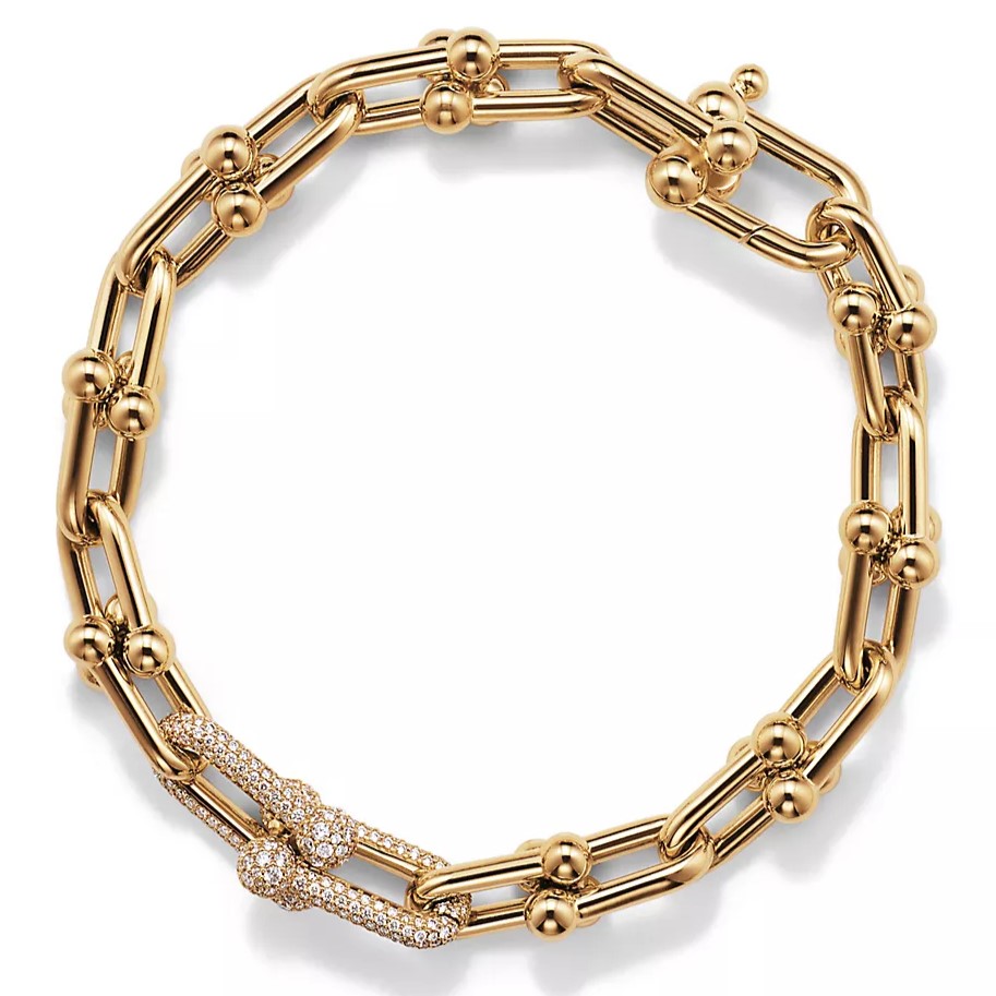 Lắc tay Tiffany Co Medium Link Bracelet in Yellow Gold with Diamonds 70751208